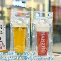 China OPP Milk Tea Tote Bag Biodegradable Drink Handle Cup Carrier for Coffee Shops for sale