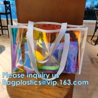 China Holographic Transparent PVC Tote Bag 42x31 cm Women Beach Shopping Bag for sale