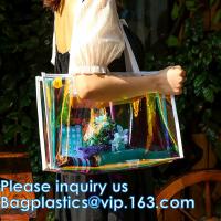 China Holographic Transparent PVC Tote Bag 42x31 cm Women Beach Shopping Bag for sale