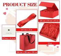 China Red Gift Box Set 20x18x8 cm with Ribbon Paper Filler Handbag Card for Valentine Proposal for sale