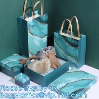 China Luxury Silk Paper Gift Bags with Handles 9.5x3.15x6.7 Inches 5 Pcs for Wedding Party Boutique for sale