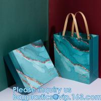 China Luxury Silk Paper Gift Bags with Handles 9.5x3.15x6.7 Inches 5 Pcs for Wedding Party Boutique for sale