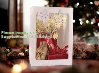 China White Kraft Paper Gift Bags 10 Pack 9.8x5.9x13.8 Inch with Clear Window and Rope Handles for sale