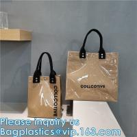 China Tyvek Tote Bag 35x38cm Washable Kraft Paper Shopping Bag with Cotton Linen Lining for sale