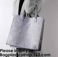 China Large Felt Grocery Bags Reusable Eco Shopping Tote 16.5x5.9x13 in Gray for sale