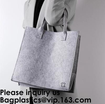 China Large Felt Grocery Bags Reusable Eco Shopping Tote 16.5x5.9x13 in Gray for sale