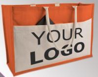 China Bulk Burlap Tote Bags Laminated Interior 16.5x13x7.25 Inch Jute Tote with Inner Zipper Pocket for sale