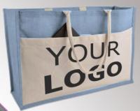 China Bulk Burlap Tote Bags Laminated Interior 16.5x13x7.25 Inch Jute Tote with Inner Zipper Pocket for sale