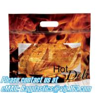 China Hot Food Delivery Bags 12.75x5.75x10.25 Inch Plastic Rotisserie Chicken Bags with Clear Window for sale