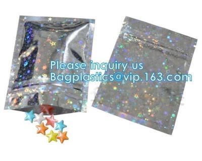 China 100 Pcs 4x6 Inch Holographic Resealable Mylar Bags Small Pouch for Cosmetics Jewelry Party Supplies for sale