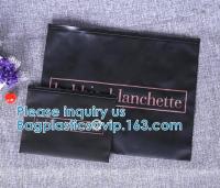 China Biodegradable Custom Logo PVC Transparent Travel Makeup Bag 0.5mm Thick Dual Zipper Slider Pouch for sale