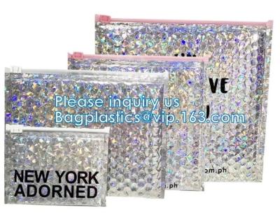 China Custom PET PE Bubble Zipper Bags 21x16cm Padded Pouch for Cosmetics Jewelry Packaging for sale