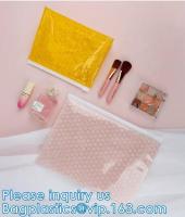 China Custom PET PE Bubble Zipper Bags 21x16cm Padded Pouch for Cosmetics Jewelry Packaging for sale