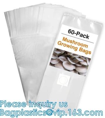 China Autoclavable Mushroom Growing Bags 8x5x20 Inch 80 Micron Thick with 0.2 Micron Filter Patch for sale