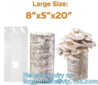 China Autoclavable Mushroom Growing Bags 8x5x20 Inch 80 Micron Thick with 0.2 Micron Filter Patch for sale