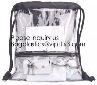 China Clear Drawstring Bag 17x13 Inch Waterproof PVC Stadium Approved Security Bag for Sports Events for sale