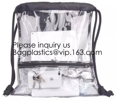 China Clear Drawstring Bag 17x13 Inch Waterproof PVC Stadium Approved Security Bag for Sports Events for sale