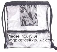 China Clear Drawstring Bag 17x13 Inch Waterproof PVC Stadium Approved Security Bag for Sports Events for sale