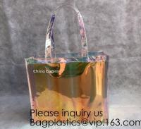 China Custom Logo Clear PVC Holographic Tote Bag Waterproof Beach Shopping Bag 3-10kg Capacity for sale