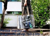 China Clear PVC Stadium Bag 12x12x6 inch Nylon Trim Tote with Adjustable Shoulder Strap for sale