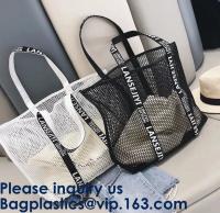 China Extra Large Mesh Beach Bag Tote 24x18 inch with Zipper and Pockets for Travel Grocery Gym for sale