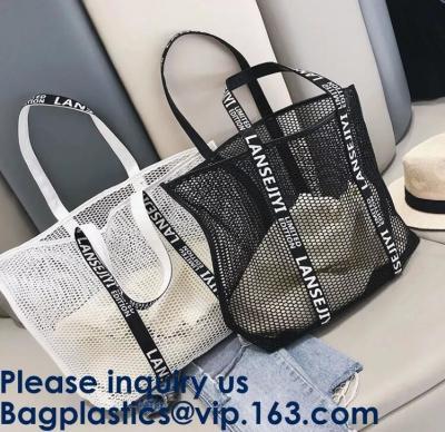 China Extra Large Mesh Beach Bag Tote 24x18 inch with Zipper and Pockets for Travel Grocery Gym for sale