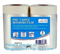 China Pre-Taped Automotive Roll Masking Film 9ft x 67ft 6 Rolls PE Car Painting Protection Cover for sale