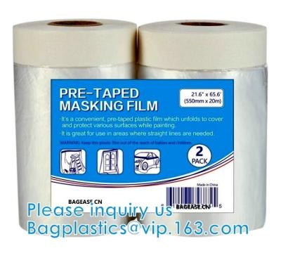 China Pre-Taped Automotive Roll Masking Film 9ft x 67ft 6 Rolls PE Car Painting Protection Cover for sale