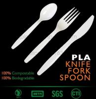 China Biodegradable CPLA Cutlery Set Fork Knife Spoon 160-180mm Heavy Duty Compostable Eco Friendly for sale