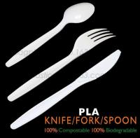 China Biodegradable CPLA Cutlery Set Fork Knife Spoon 160-180mm Heavy Duty Compostable Eco Friendly for sale