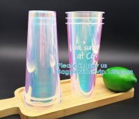 China U Shaped Disposable Glitter Cup 450ml Plastic Beverage Cup with Lid for Juice Coffee Tea Takeaway for sale