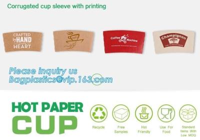 China Custom Printed Corrugated Cup Sleeve 10-20oz Recyclable Kraft Paper Hot Drink Insulator for sale