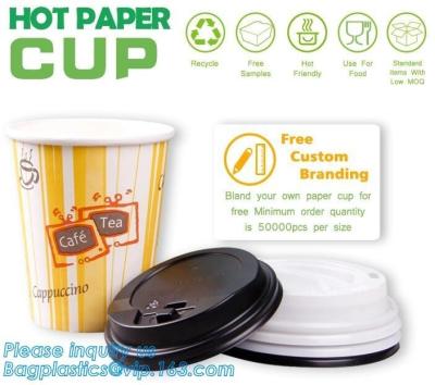 China Biodegradable Paper Cups with Lids Custom Printed 3oz to 20oz Food Grade PLA Coated for sale