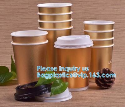 China Gold Foil Christmas Disposable Paper Cups 48 Pack 9 oz Holiday Party Drinkware for sale