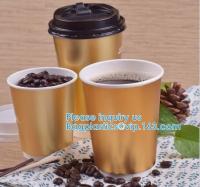 China Gold Foil Christmas Disposable Paper Cups 48 Pack 9 oz Holiday Party Drinkware for sale