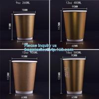 China Gold Foil Christmas Disposable Paper Cups 48 Pack 9 oz Holiday Party Drinkware for sale