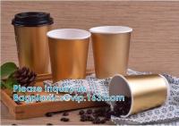 China Gold Foil Christmas Disposable Paper Cups 48 Pack 9 oz Holiday Party Drinkware for sale
