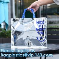 China Holographic PVC Tote Bag 39x31x15 cm Transparent Rainbow Work Beach Stadium Bag for sale