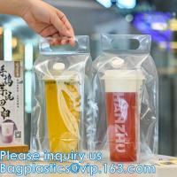 China OPP Milk Tea Tote Bag Biodegradable Plastic Cup Carrier for Coffee Store 12x8cm for sale