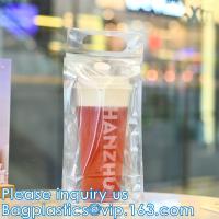 China OPP Milk Tea Tote Bag Biodegradable Plastic Cup Carrier for Coffee Store 12x8cm for sale