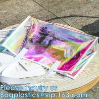 China Holographic Transparent PVC Tote Bag 42x10x31cm Eco-Friendly Women Beach Shopping Bag for sale