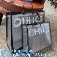 China Custom Logo Clear Transparent PP Shopping Tote Bag with Square Bottom for Promotional Gift Packaging for sale