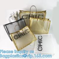 China Custom Logo Clear Transparent PP Shopping Tote Bag with Square Bottom for Promotional Gift Packaging for sale