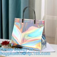 China Holographic PVC Clear Shopping Bag 25x32x15cm Biodegradable Reusable Tote for sale