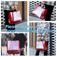 China Holographic PVC Clear Shopping Bag 25x32x15cm Biodegradable Reusable Tote for sale