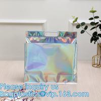 China Holographic PVC Clear Shopping Bag 25x32x15cm Biodegradable Reusable Tote for sale