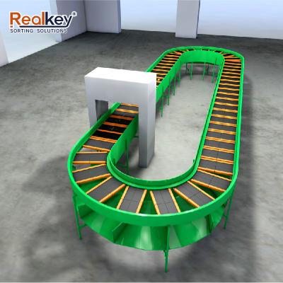 China High Efficiency Bombay Type Split Tray Sorter 99.99% Accuracy, 11,520-21,600 pph, Double Row Trays for sale