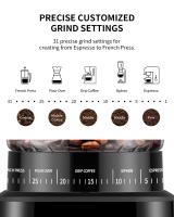 China Black Homeuse Coffee Bean Burr Grinder Electric Particle Size CE ETL CB for sale
