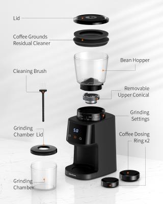 China Black Homeuse Coffee Bean Burr Grinder Electric Particle Size CE ETL CB for sale