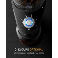 China Blue LED Light Burr Conical Grinder 2 To 12 Cups Safety Lock Office Espresso Machine for sale
